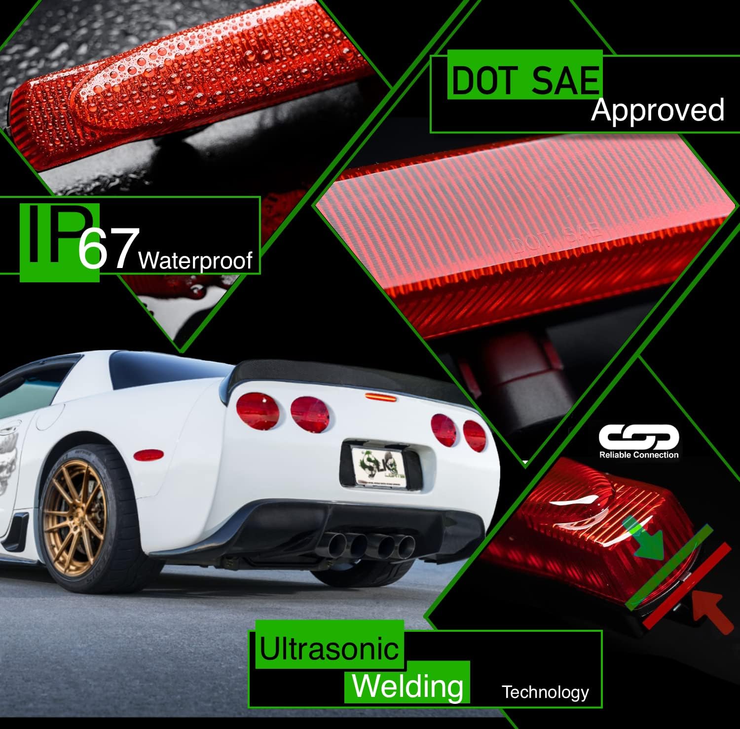 SLK Luces traseras centrales C5 LED láser rojo Kit de 3 lámpara de ...