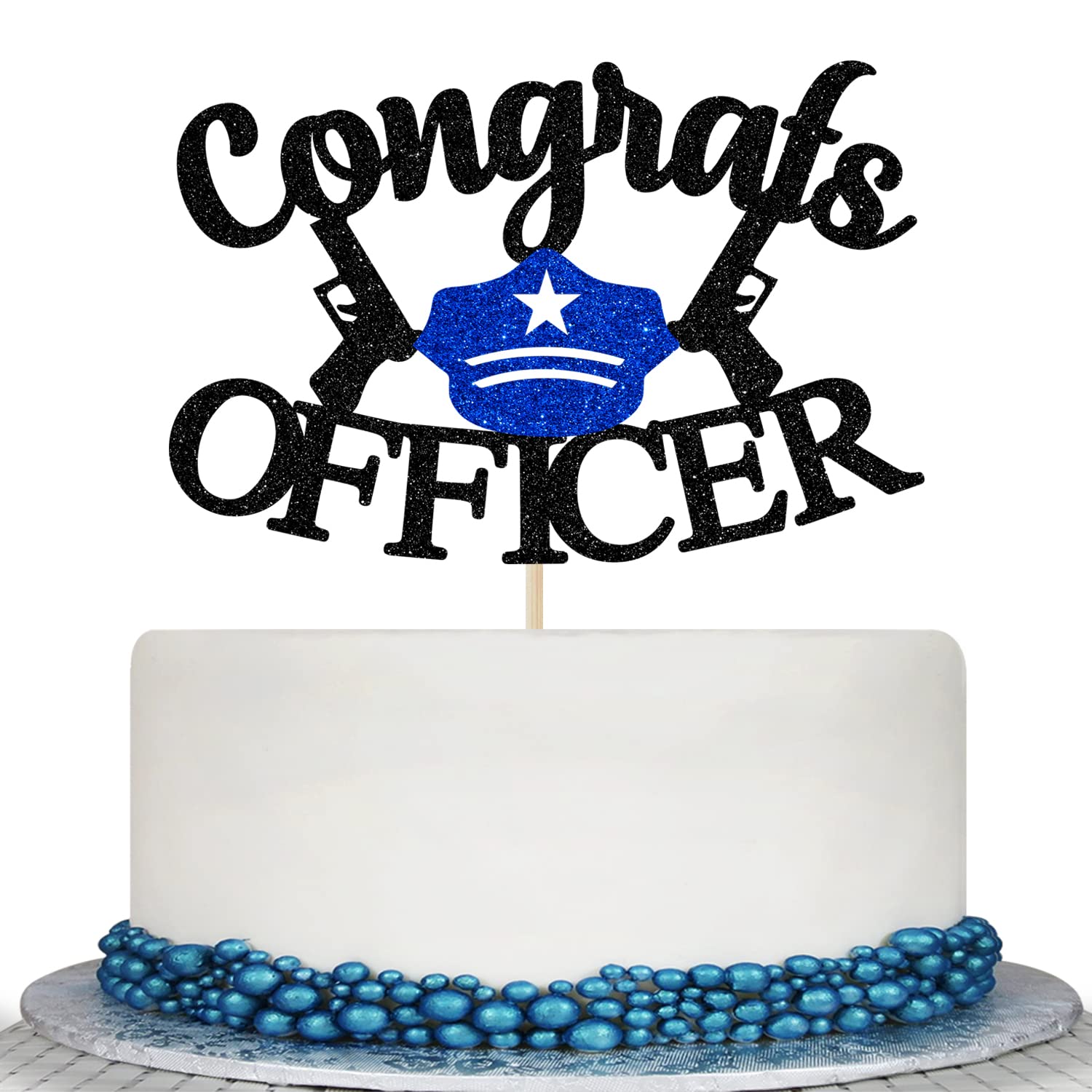 Snapklik.com : Black Glitter Congrats Officer Cake Topper - Officer ...