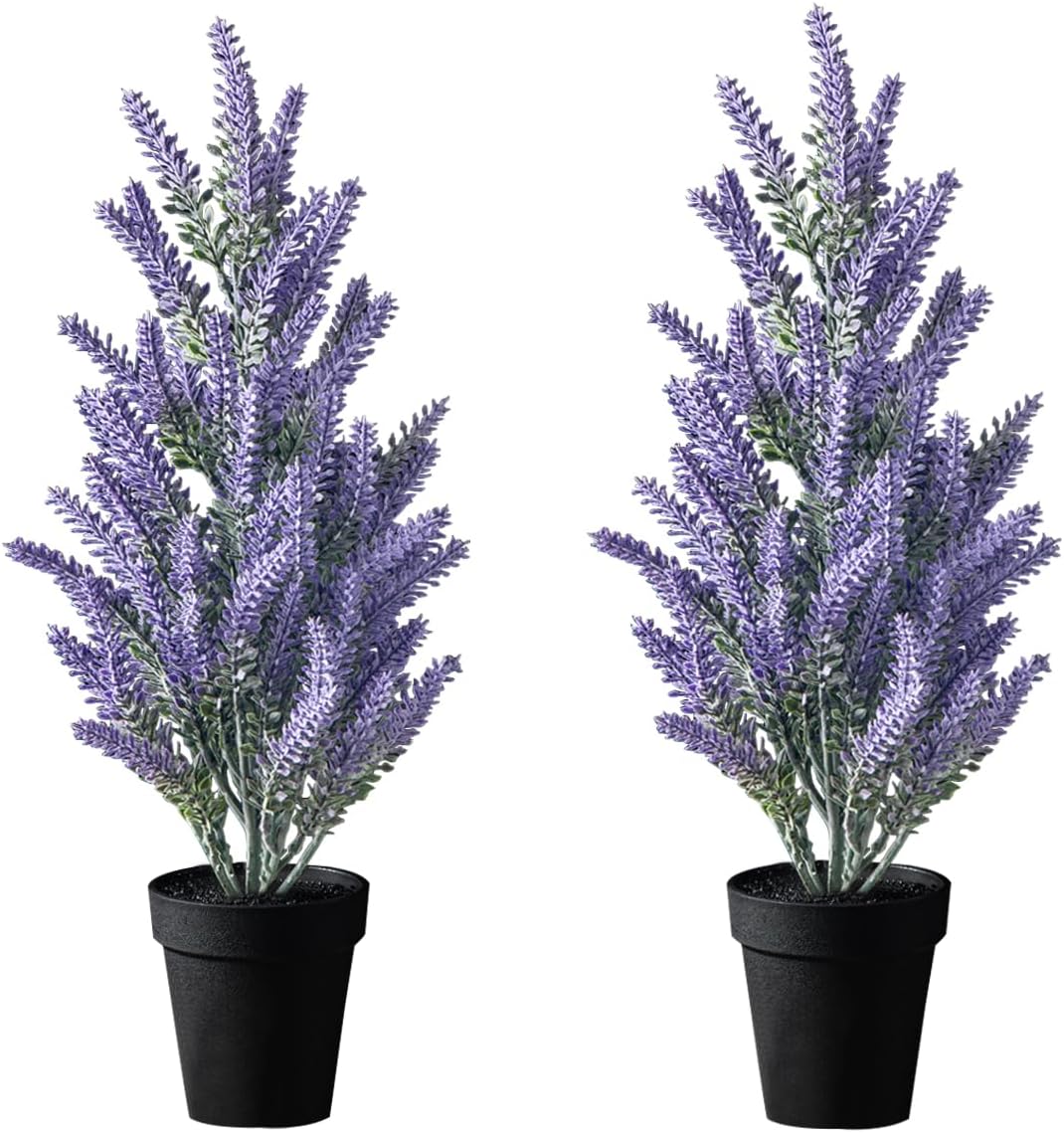 Amazon.com: 40cm/15.74in Set of 2 Artificial Lavender Plants Potted ...
