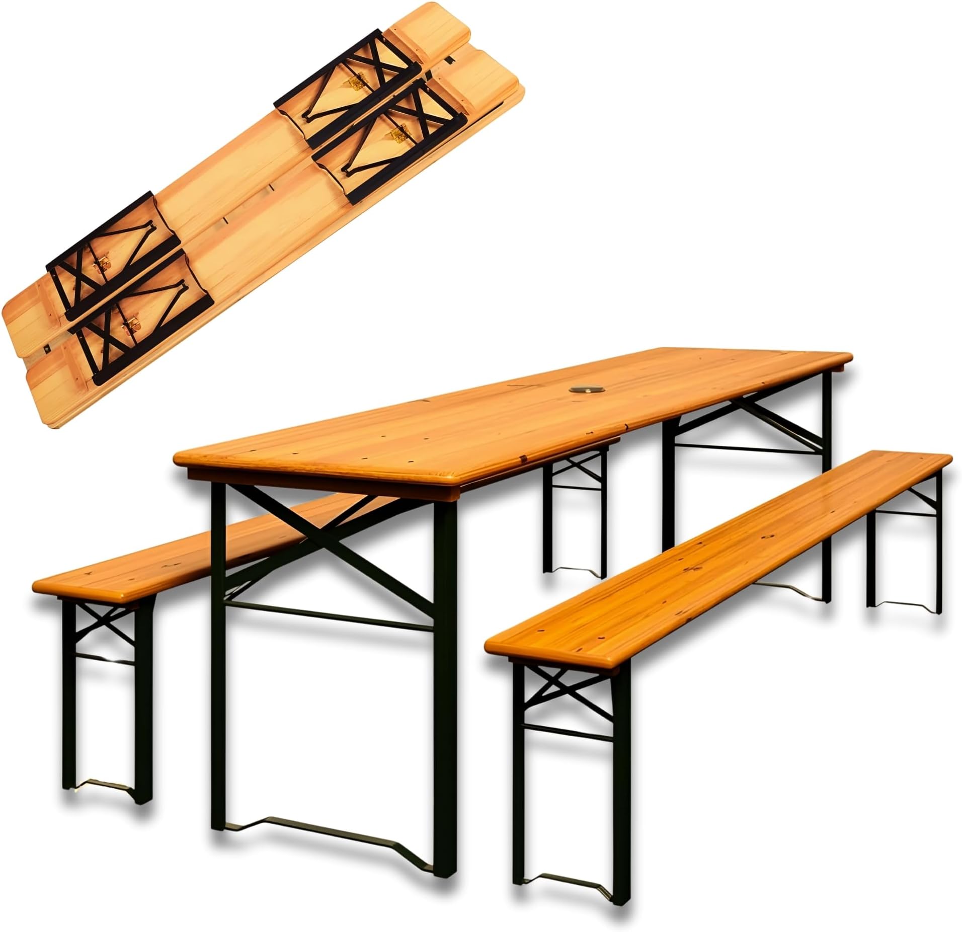 Casaria® Bierzeltgarnitur 220 cm Klappbar Stabil 3 Teilig 2X Bierbank ...