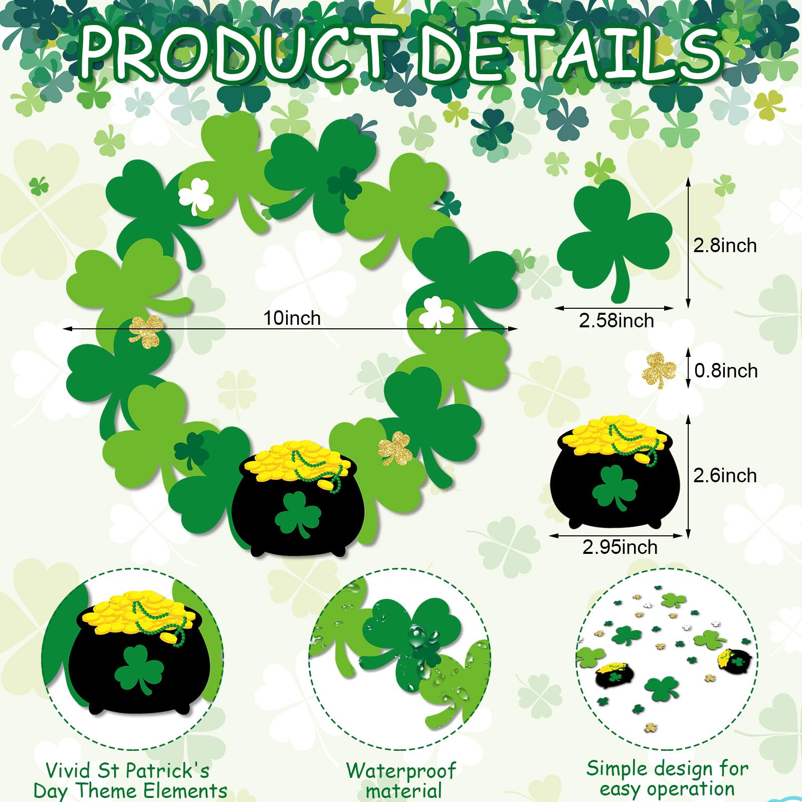 Snapklik.com : 24 Sets St. Patricks Day Wreath Crafts Kits Shamrock ...