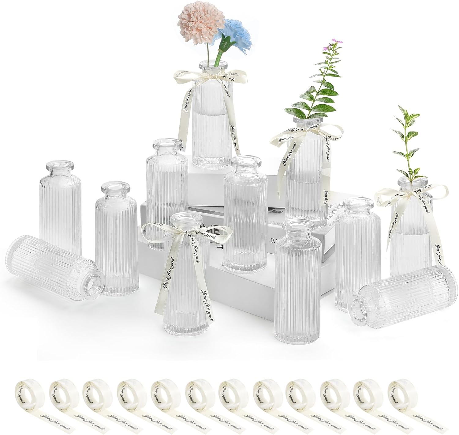 Amazon.com: SOJOCK Clear Bud Vases Set of 12,Small Glass Vases,Mini Bud ...