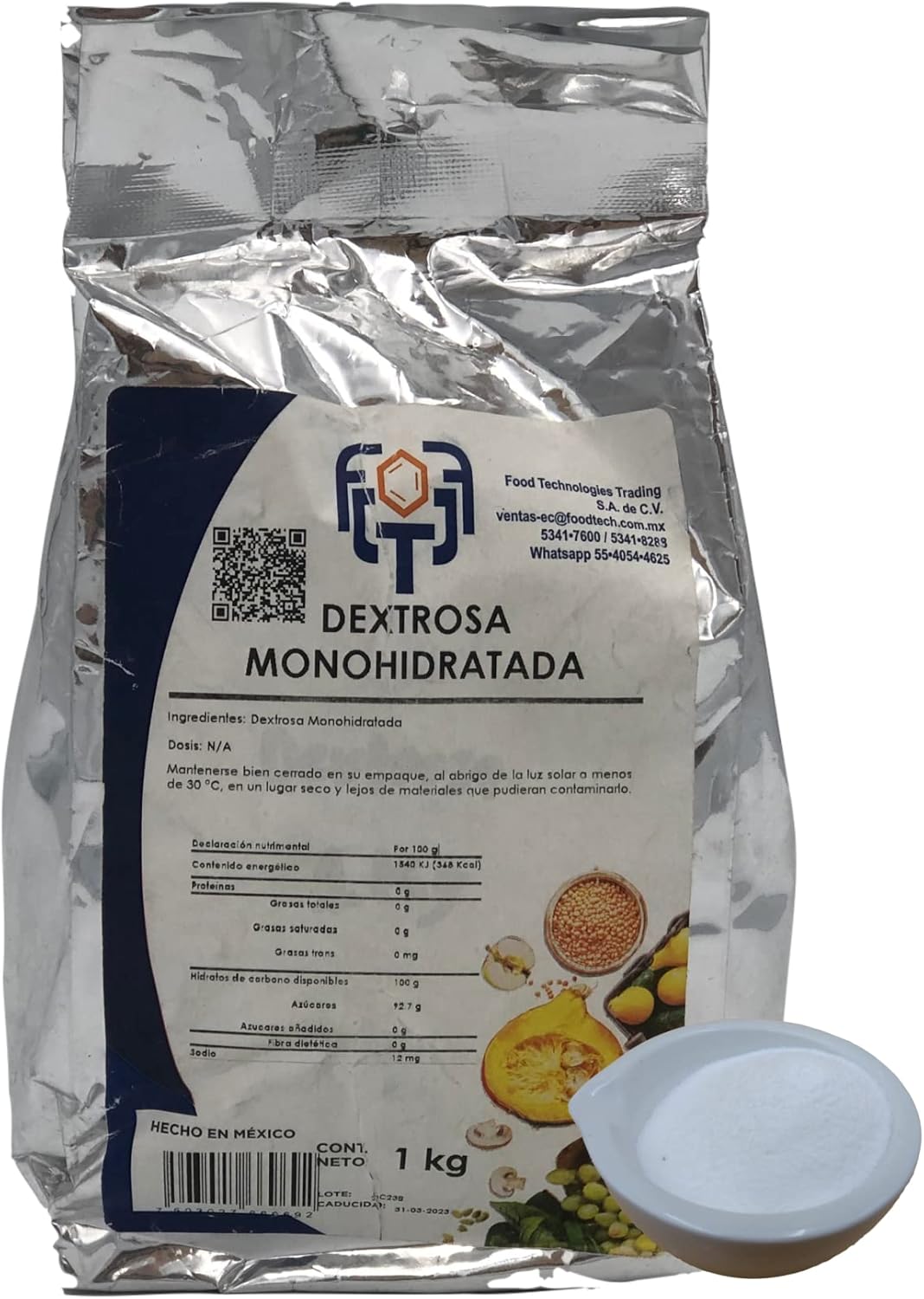 Dextrosa Monohidratada, Alimento, Endulzante 1 Kg : Amazon.com.mx ...