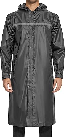 Amazon.com: AXESQUIN Mens Long Raincoat with Hood Waterproof Rain Coats ...