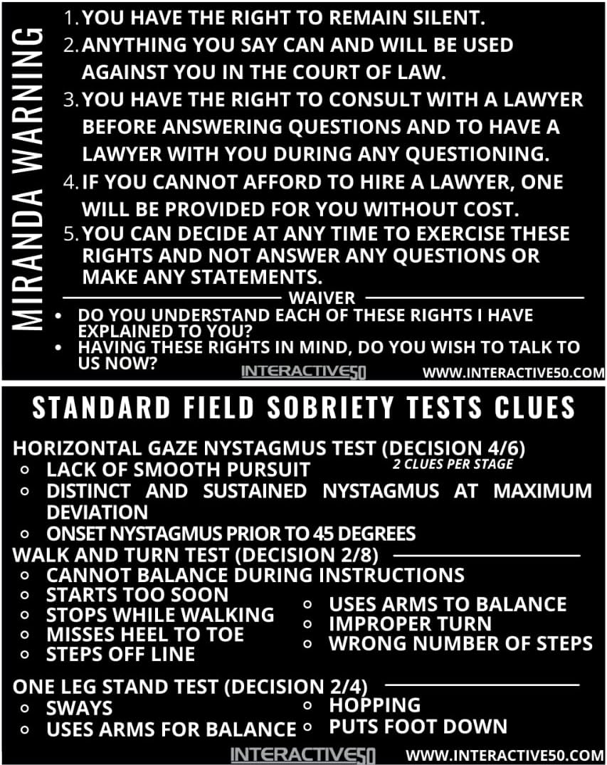 Amazon.com : Velinpun 3 PCS/Set of Metal NHTSA SFST/HGN Checklist Cards ...