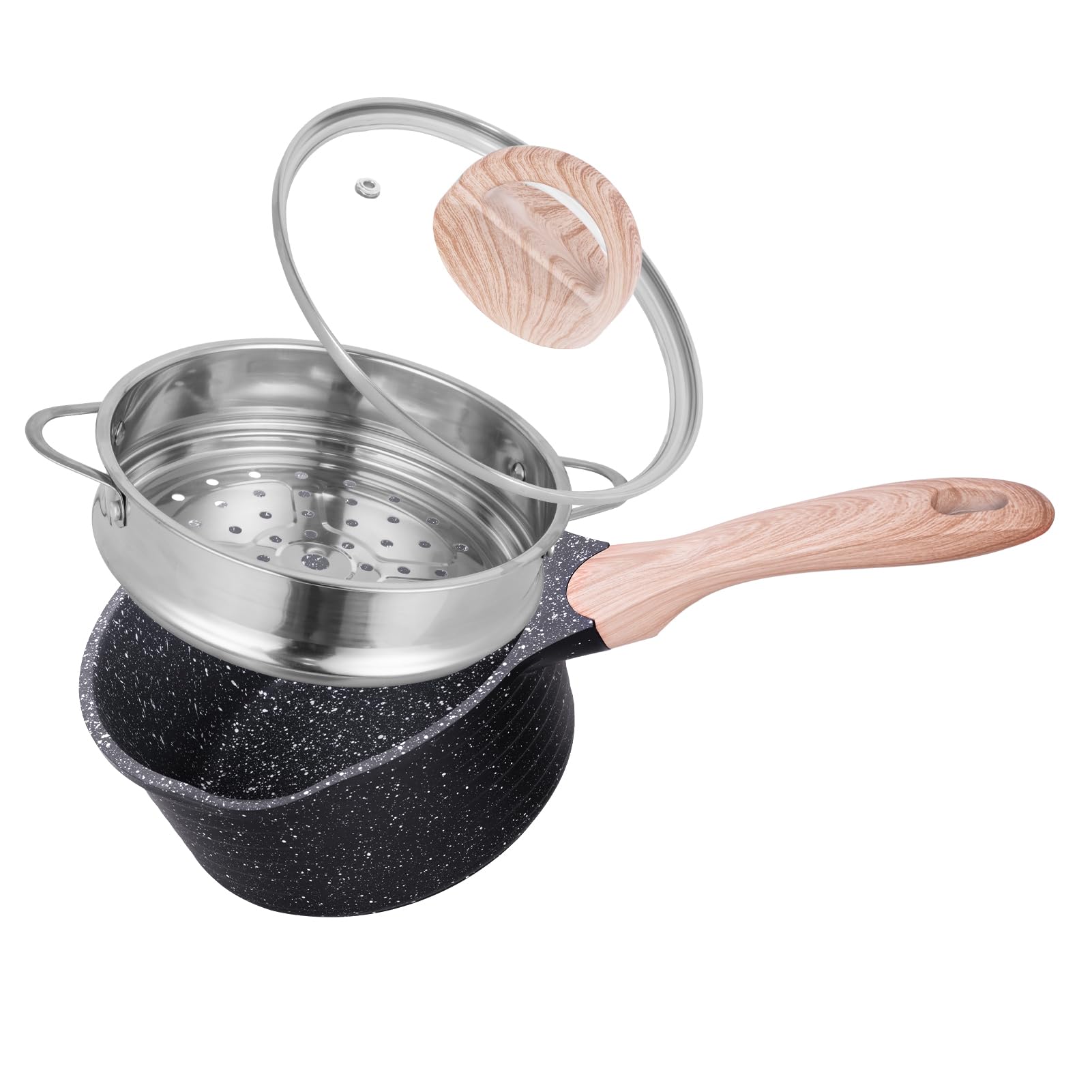 Amazon.com: JEETEE 1.5 Quart Saucepan with Steamer Basket, Small Sauce ...