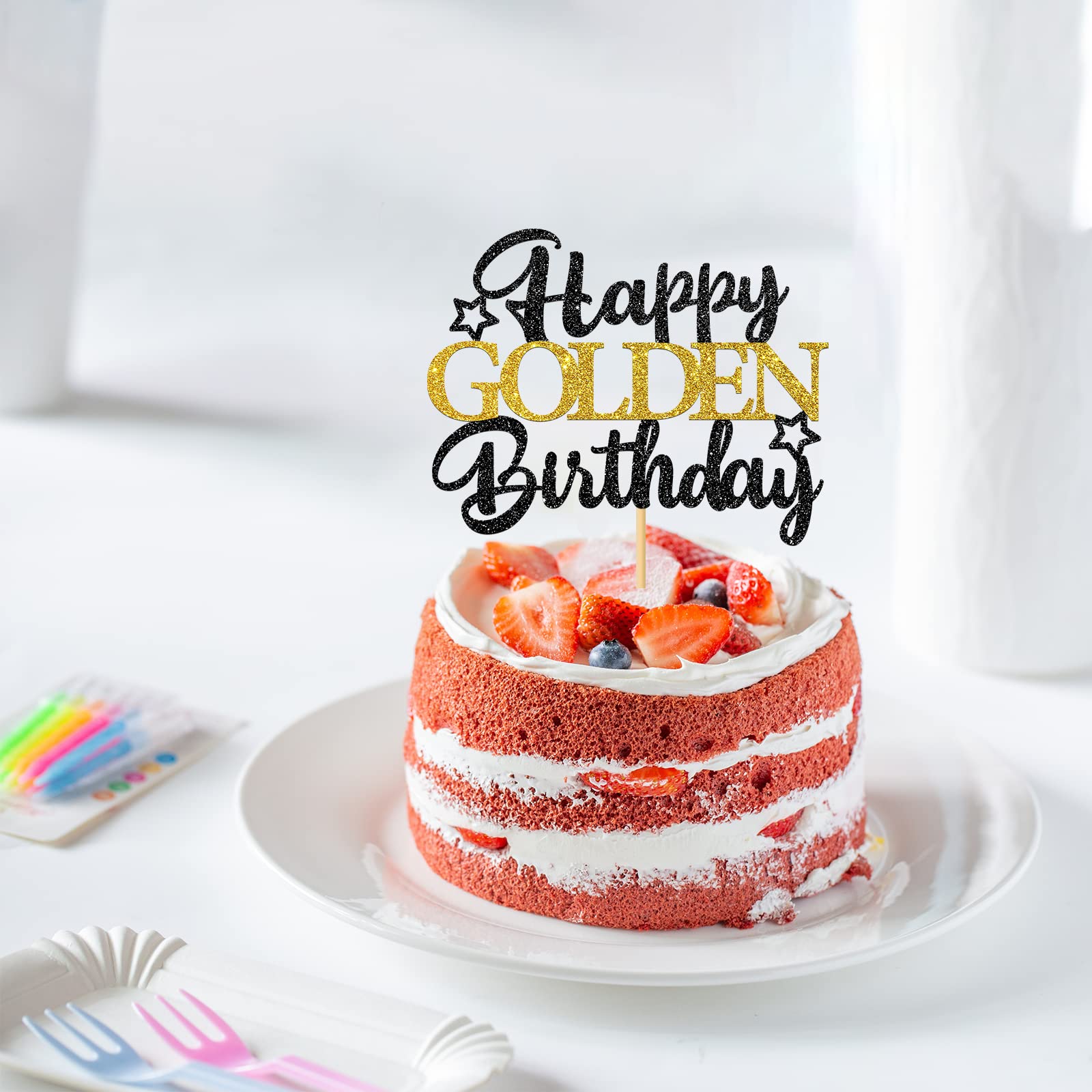 Snapklik.com : Happy Golden Birthday Cake Topper - Birthday Party Decor ...