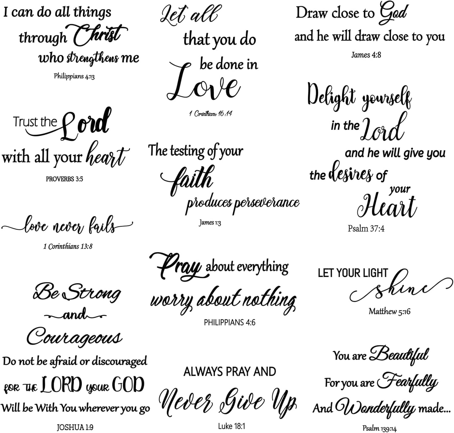 Amazon.com: Generic 12 Pieces Bible Verse Wall Stickers,Inspirational ...