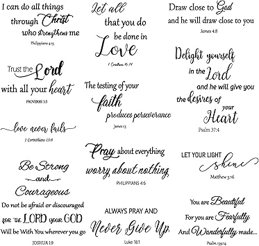 Amazon.com: Generic 12 Pieces Bible Verse Wall Stickers,Inspirational ...