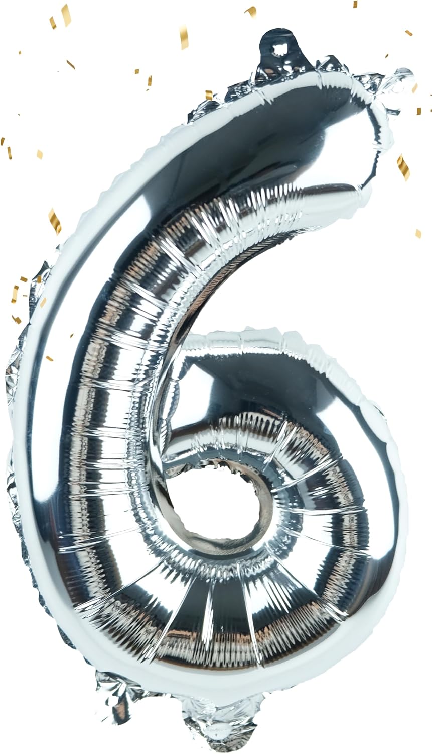 Amazon.com: Silver Number “6”Balloons 16 Inch, Mylar Foil Custom Single ...