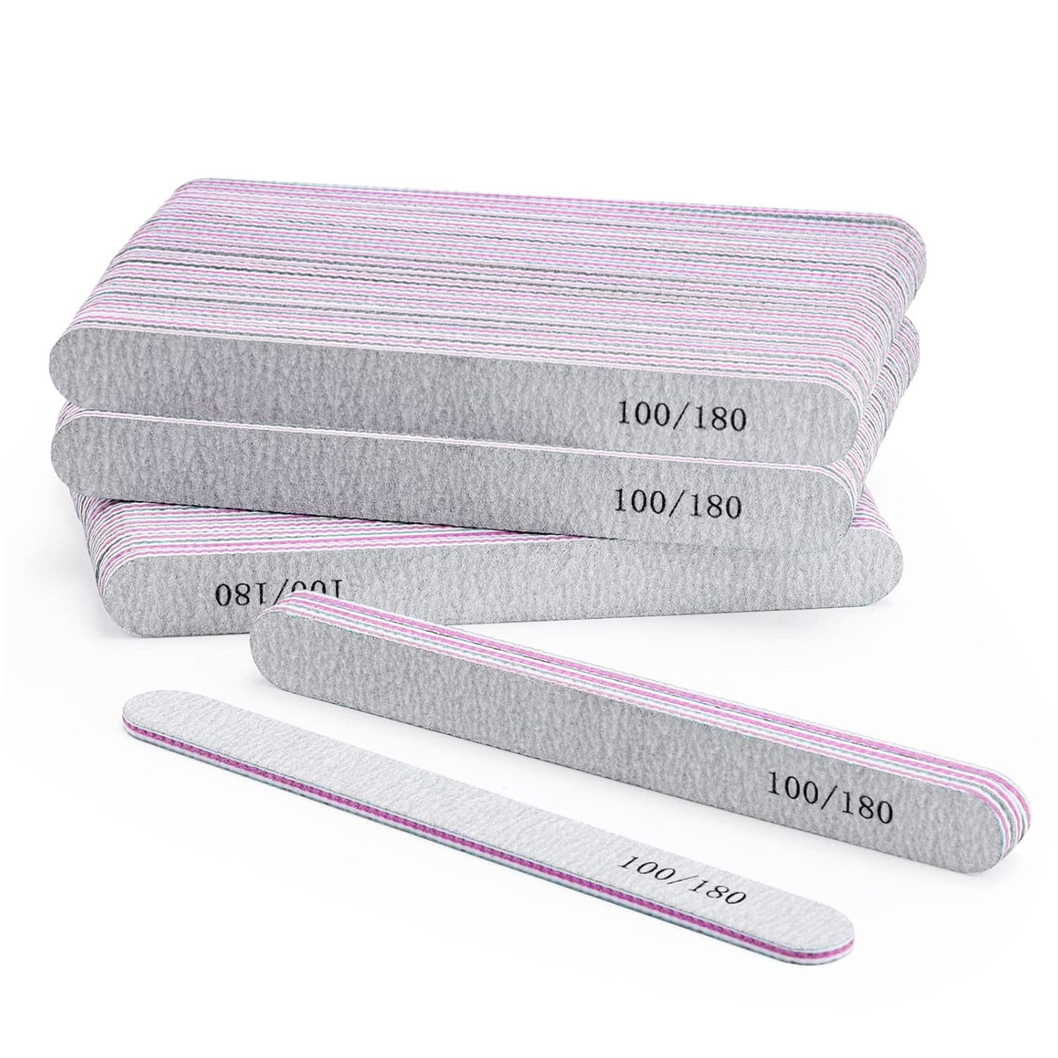 75Pcs Nail Files and Emory Boards 100/180 Grit Double Sided Nail Buffer ...