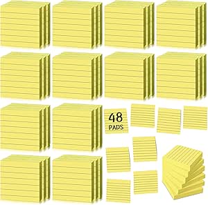 Amazon.com : 48 Pack Lined Sticky Notes 3 x 3 Inch 4800 Sheets (100/pad ...
