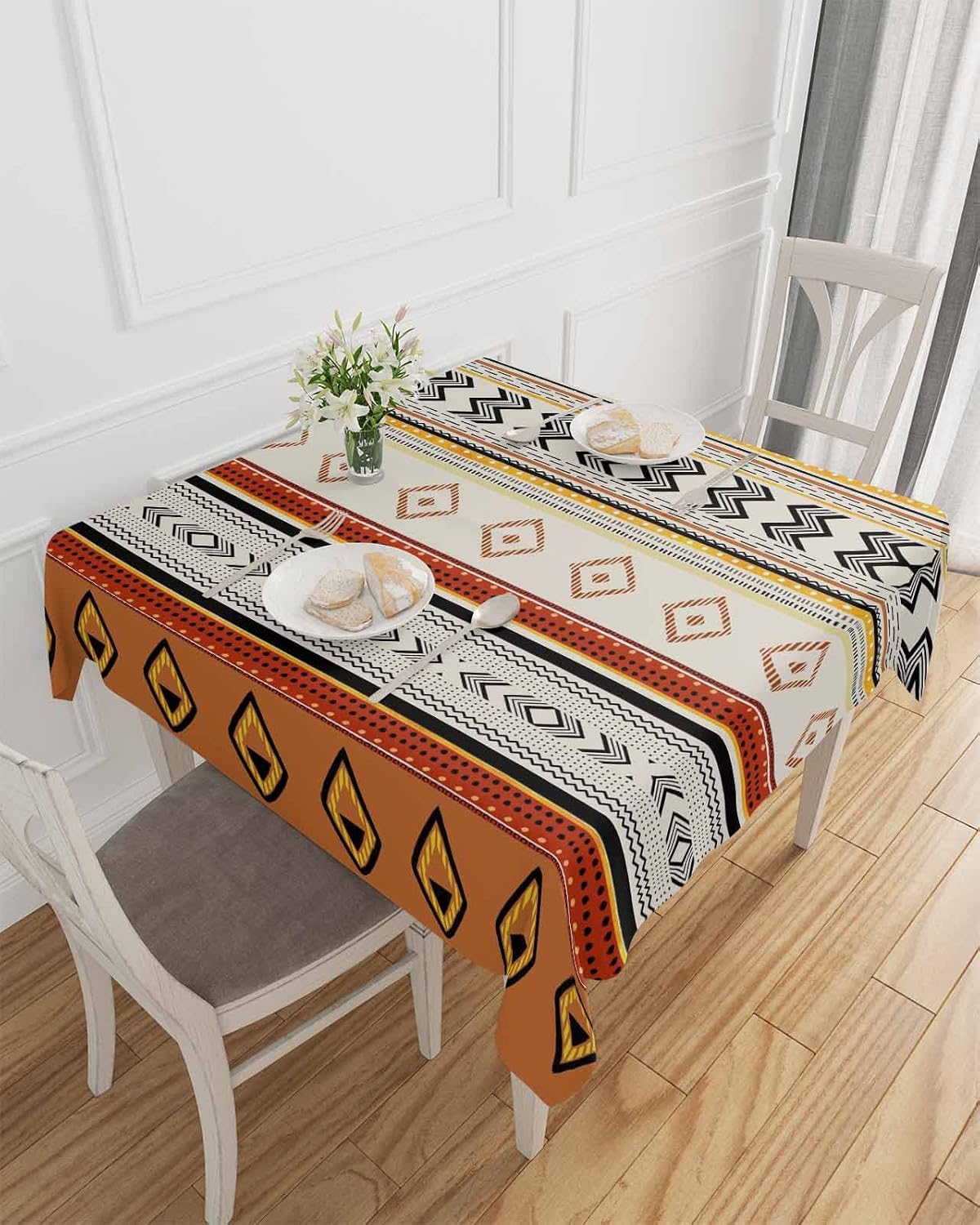 Amazon.com: Square Farmhouse Boho Tablecloth Waterproof & Stainproof ...