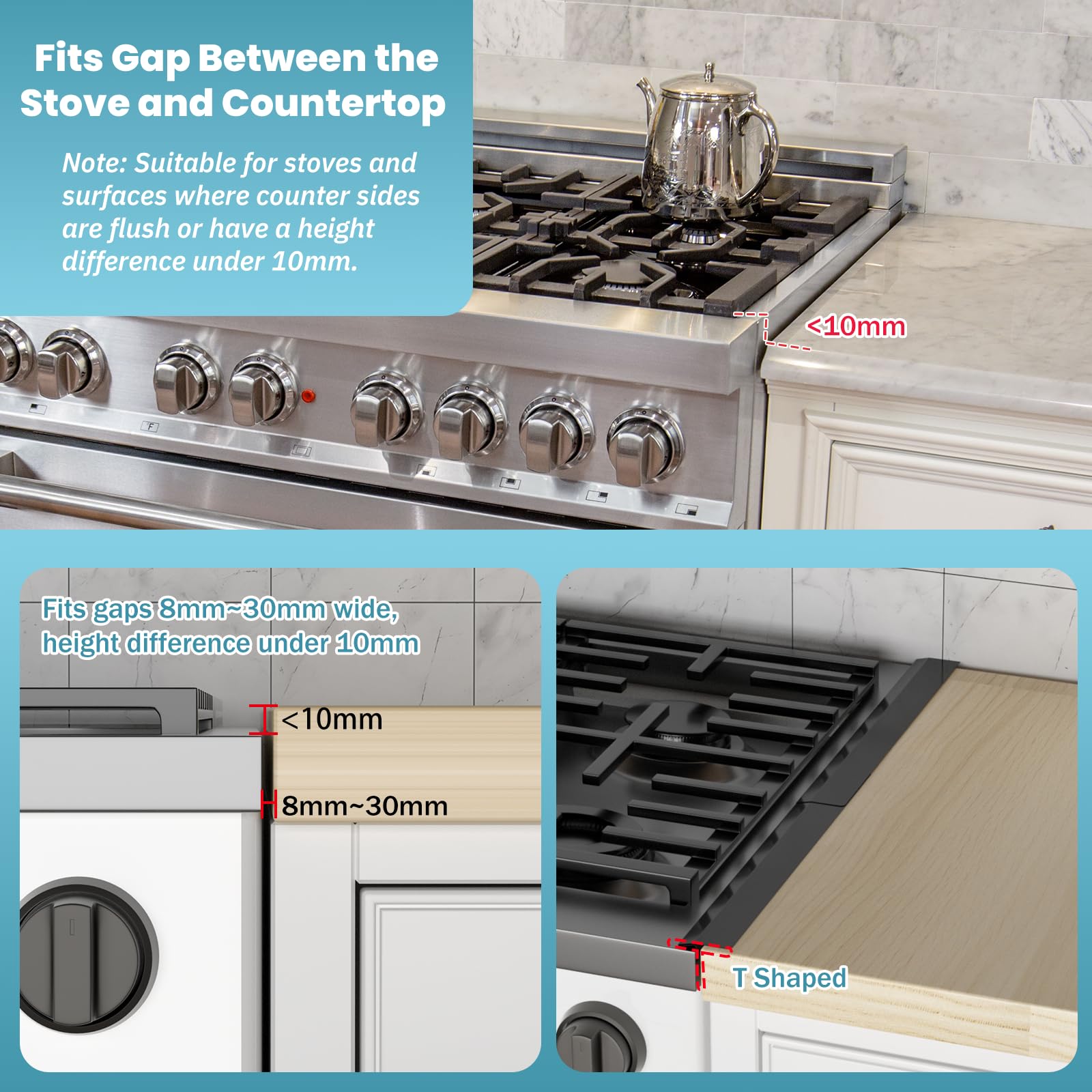 Snapklik.com : 16.5"-33" Stove Counter Gap Covers, Stainless Steel ...