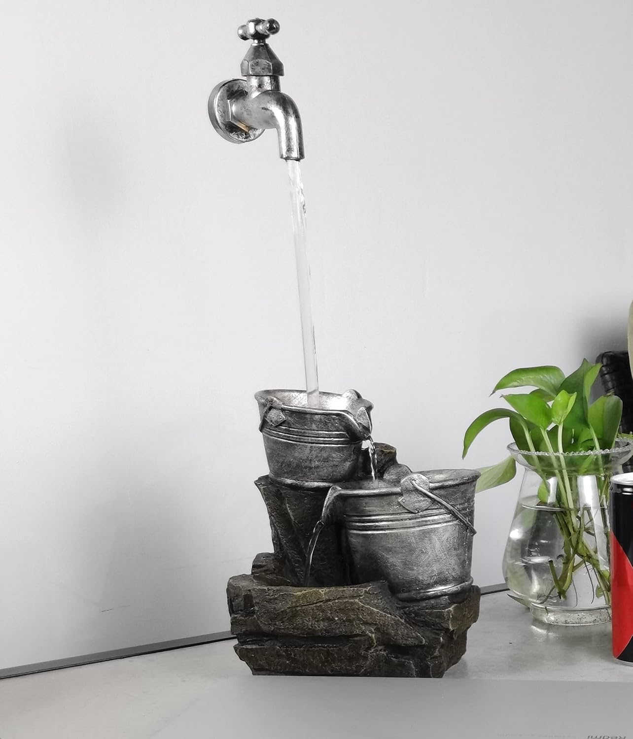 Amazon.com: Indoor Floating Faucet and Barrel Tabletop Fountain with ...