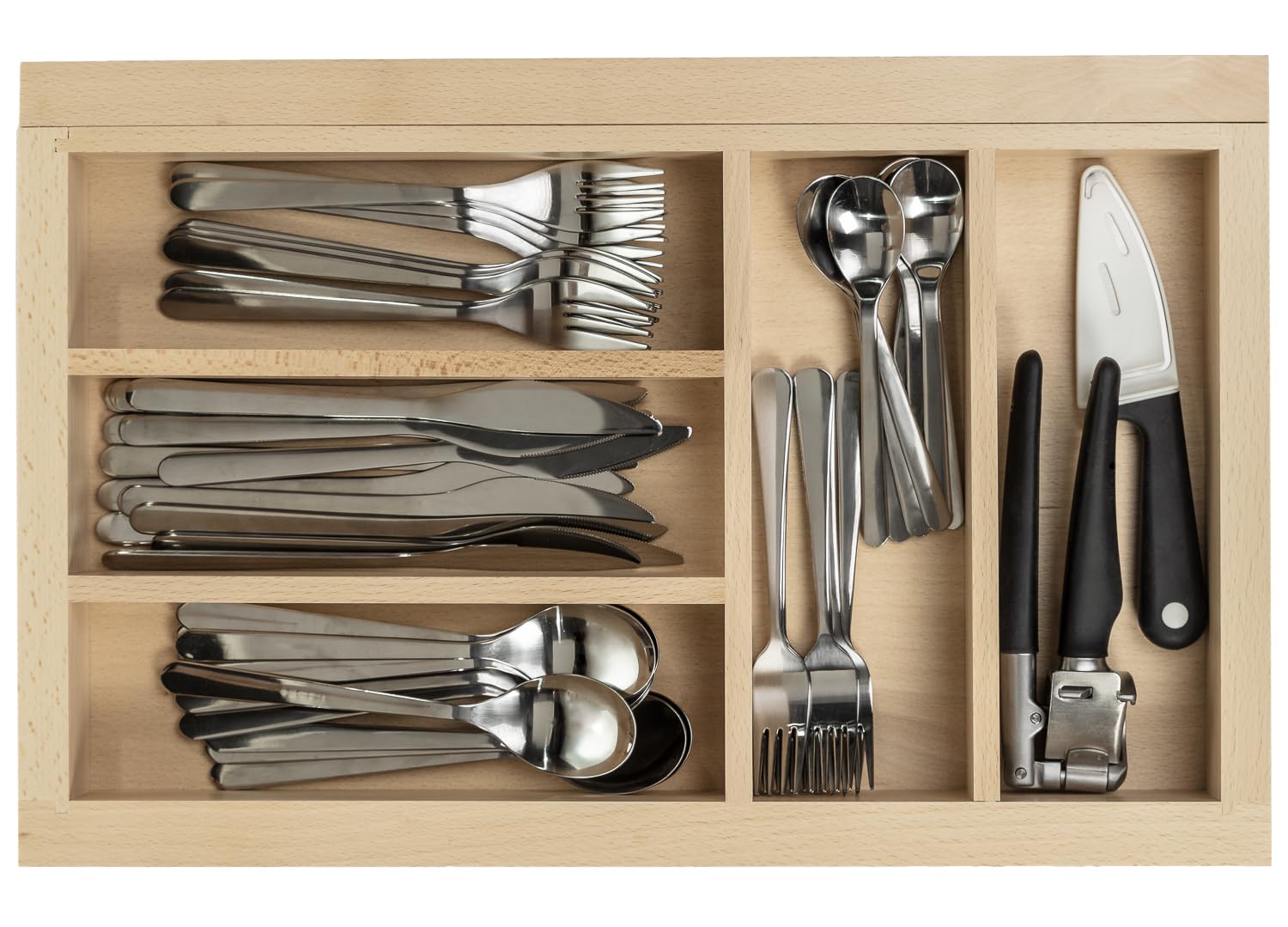 GTV Extendable Cutlery Tray Insert Beech Wood Adjustable Kitchen Drawer ...