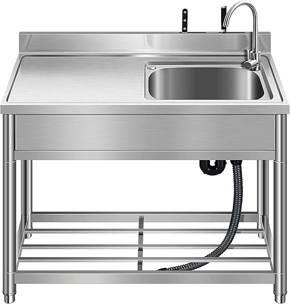 Free Standing Stainless-Steel Single Bowl Commercial Restaurant Kitchen ...