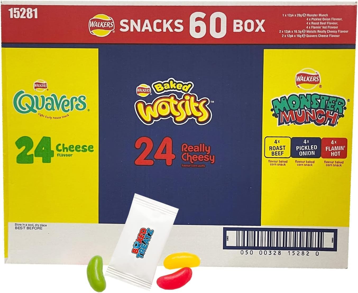 Walkers Crisps Snack Variety Box 60 Pack Quavers Baked Wotsits Mega ...