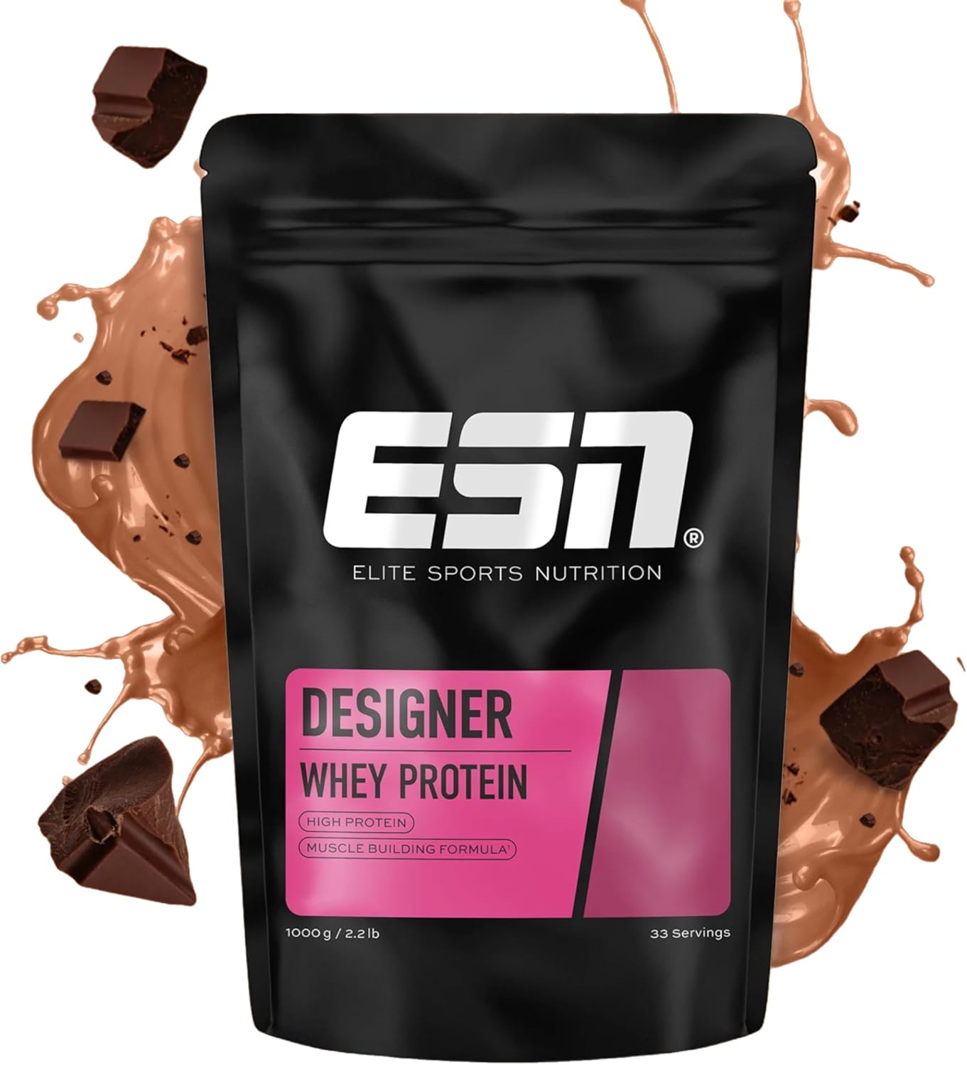 ESN Whey Protein Powder, Designer Chocolate Protein Powder, 1000g, 33 ...