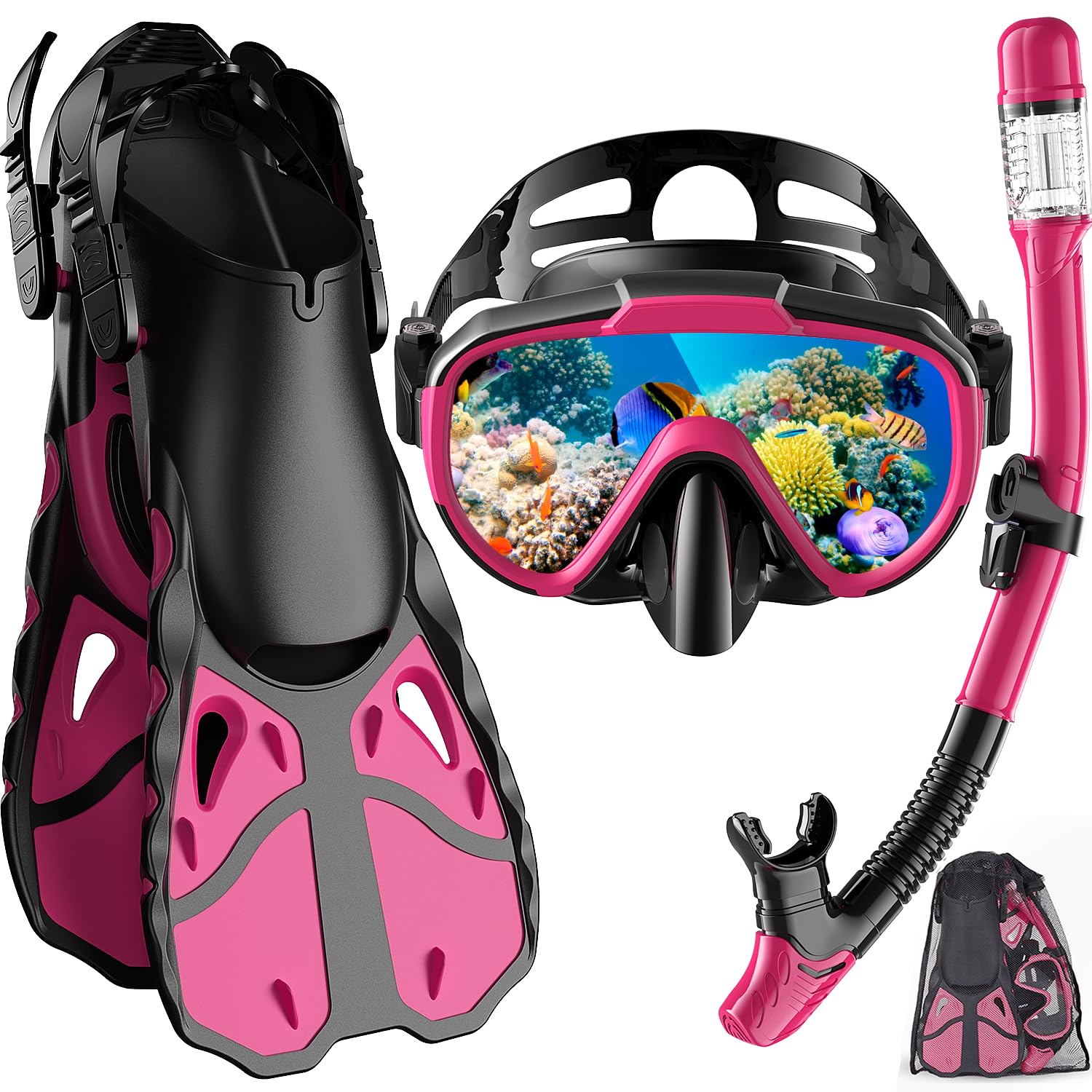Amazon.com : Vengreedo Snorkel Set with Fins for Adults, Snorkeling ...