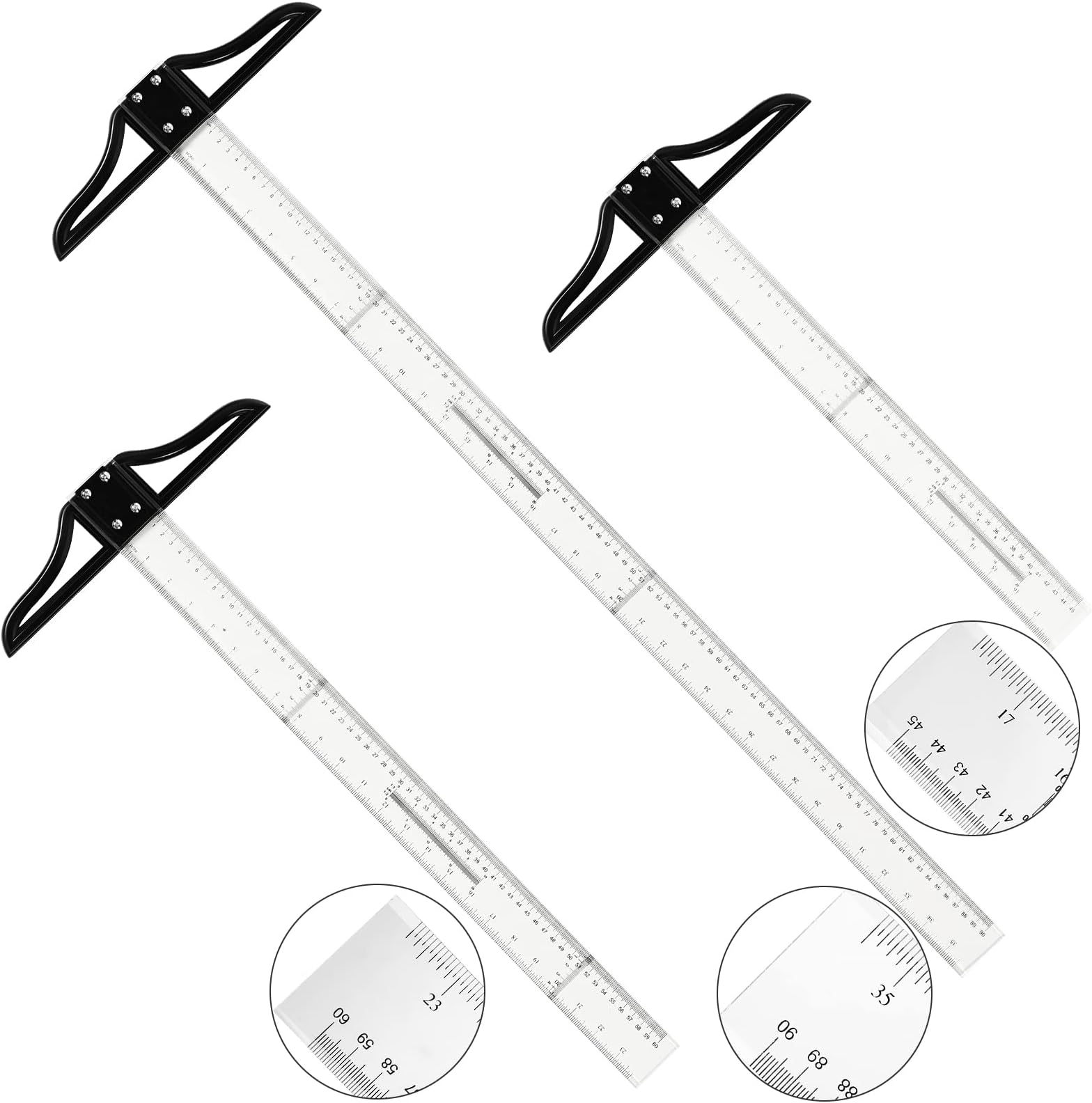 Amazon.com : LEIFIDE 3 Pcs Acrylic T Square Ruler Multi Sized T Square ...