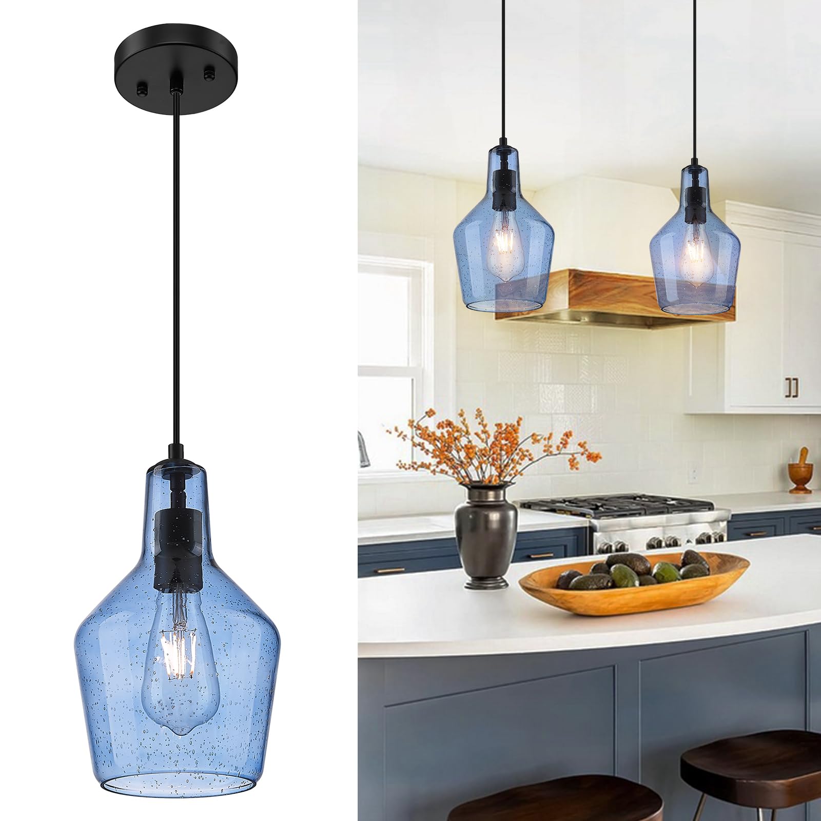 Emliviar 1-Light Kitchen Pendant Lighting, Industrial Adjustable ...