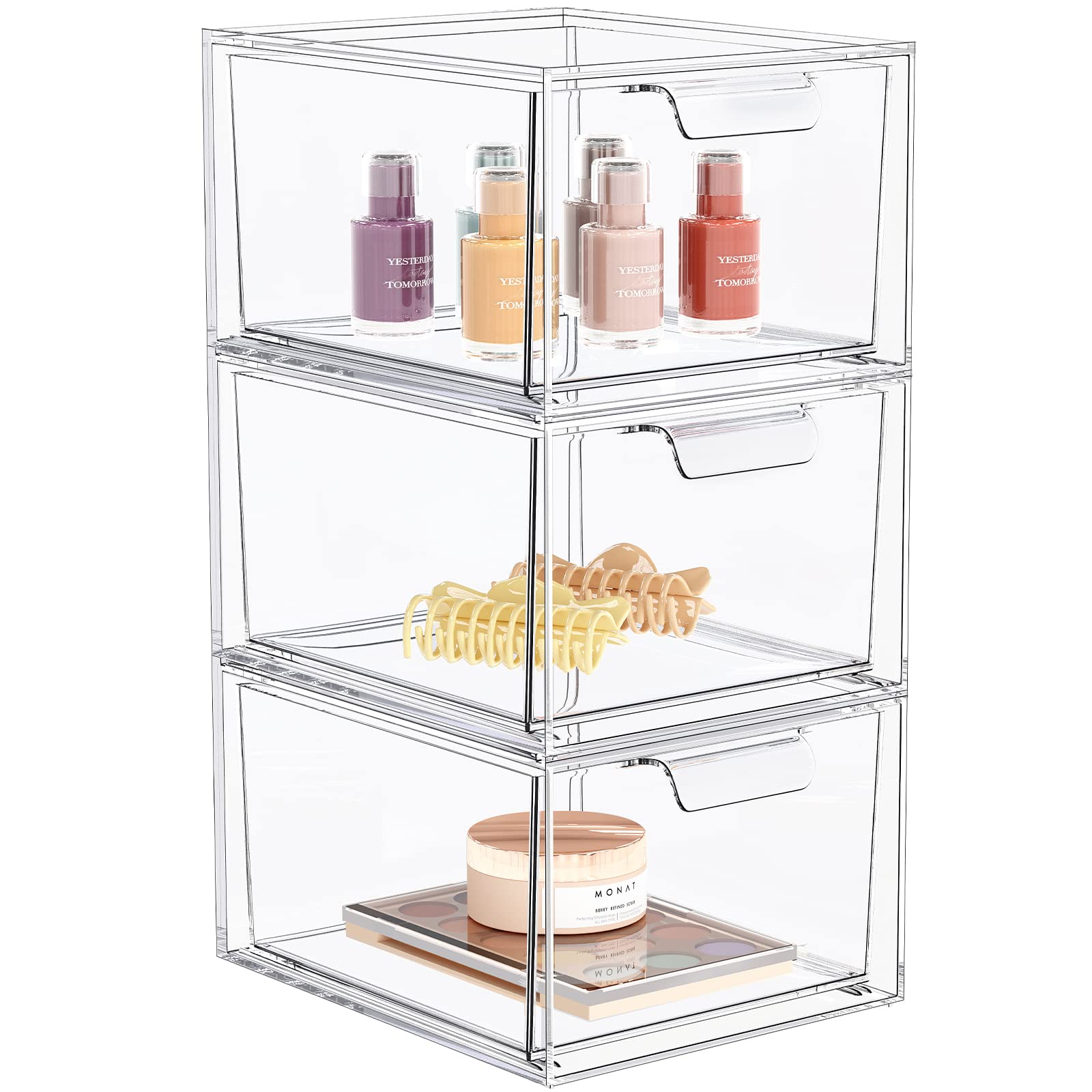 Snapklik.com : SpaceHacks 3 Pack Stackable Makeup Organizer And Storage ...