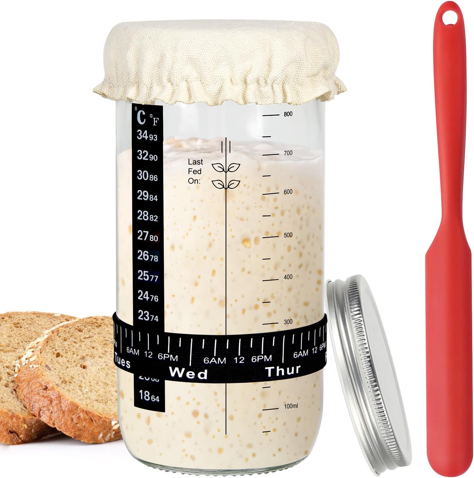 Amazon.com: JunVpic Sourdough Starter Jar Kit, 35 oz Glass Sourdough ...
