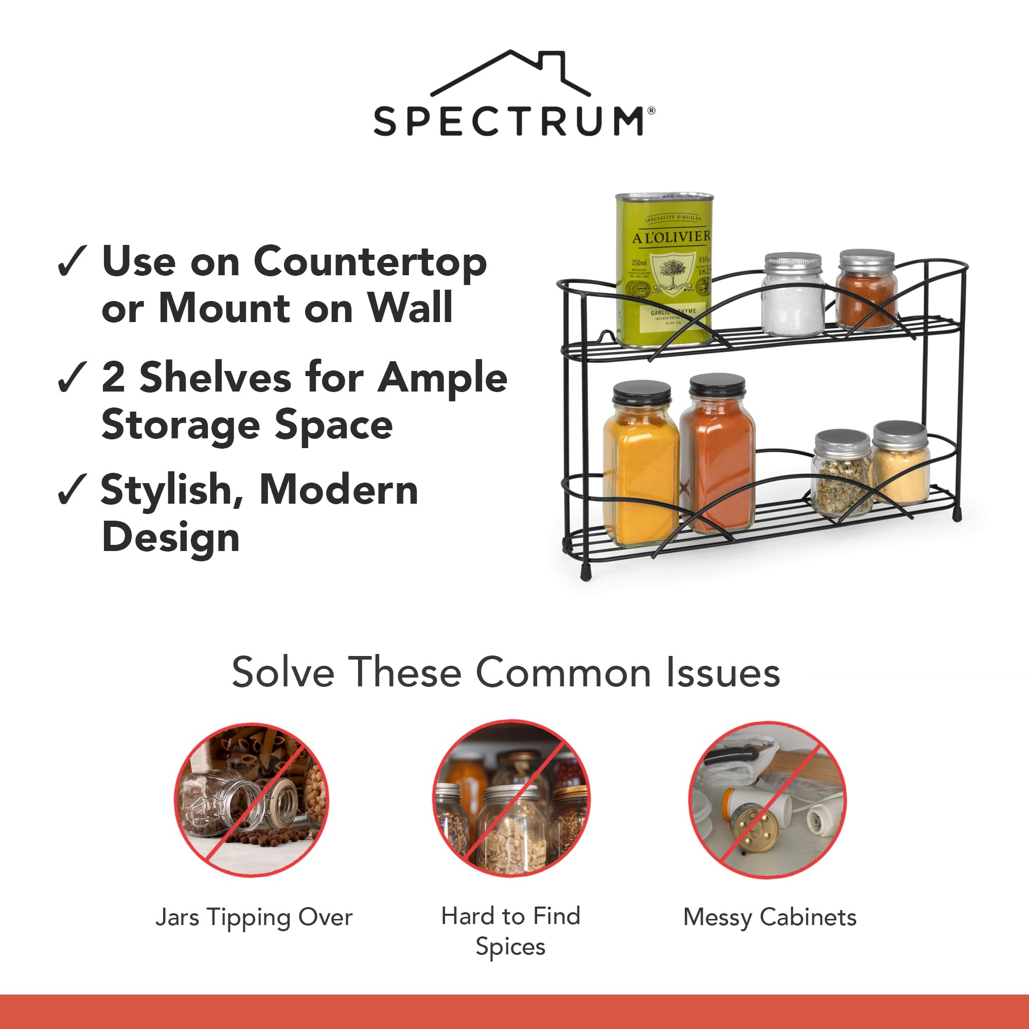 Snapklik.com : Spectrum Spice Rack Organizer For Countertop, 2 Tier ...