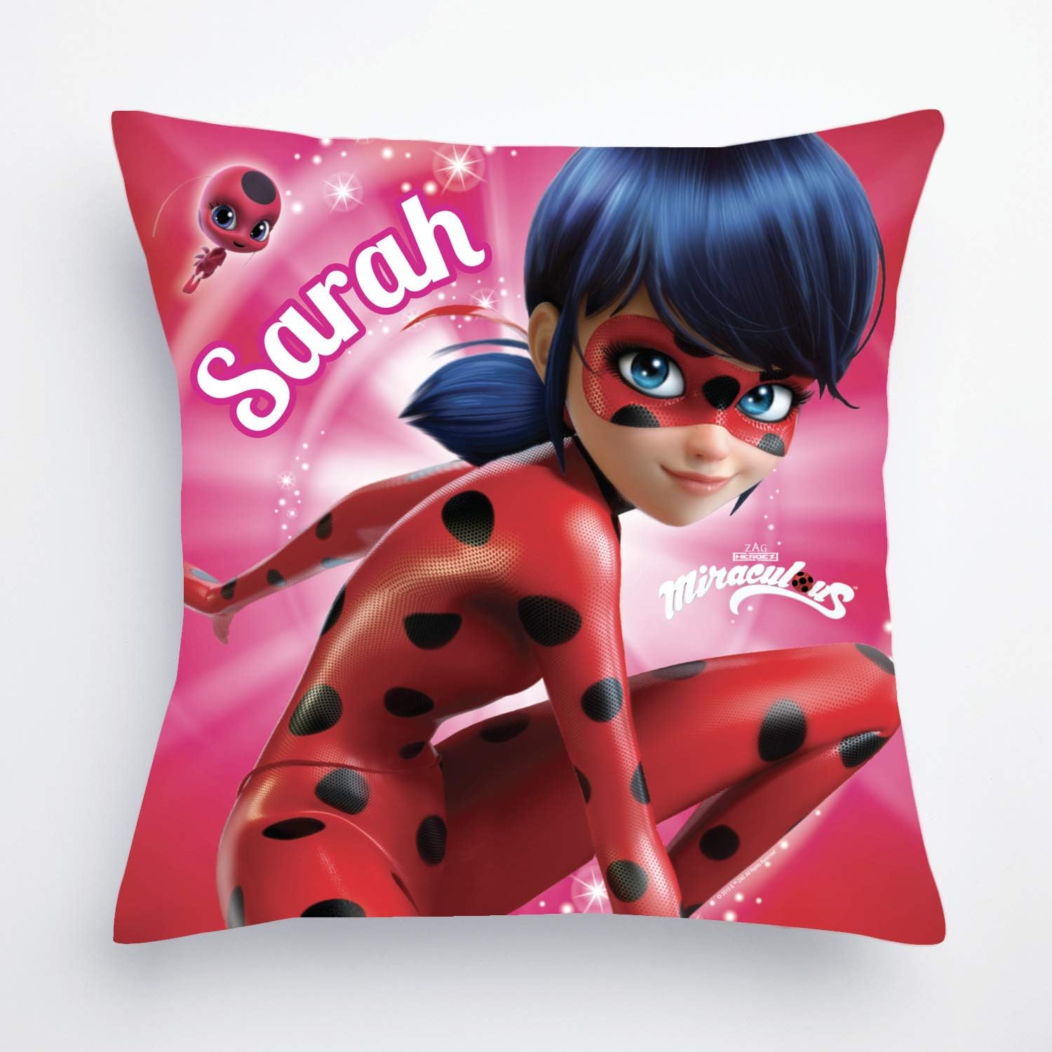 Amazon.com: Miraculous Personalized Throw Pillow with Ladybug and Tikki ...