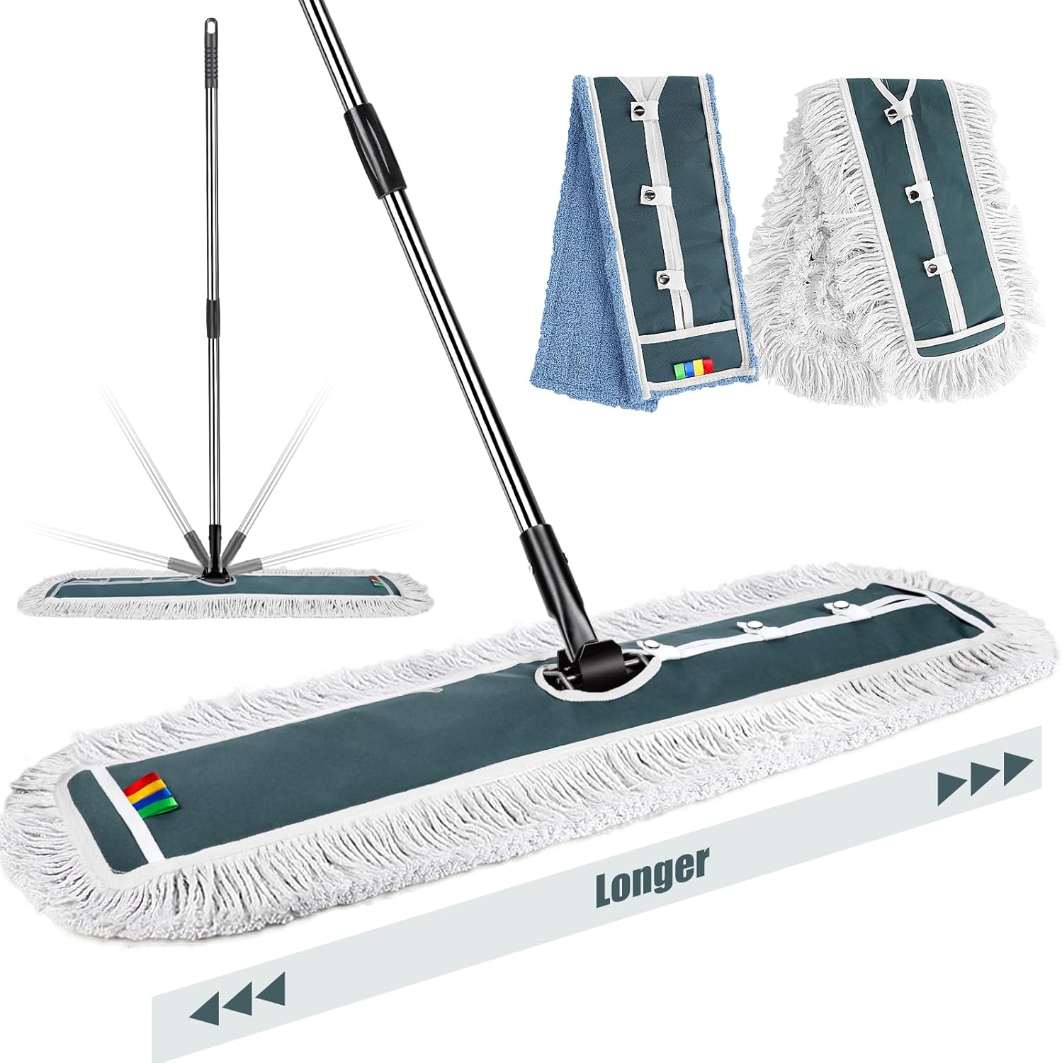 Myiosus Large Flat Mop,105cm Wide Industrial Mop with 2 Replacement ...