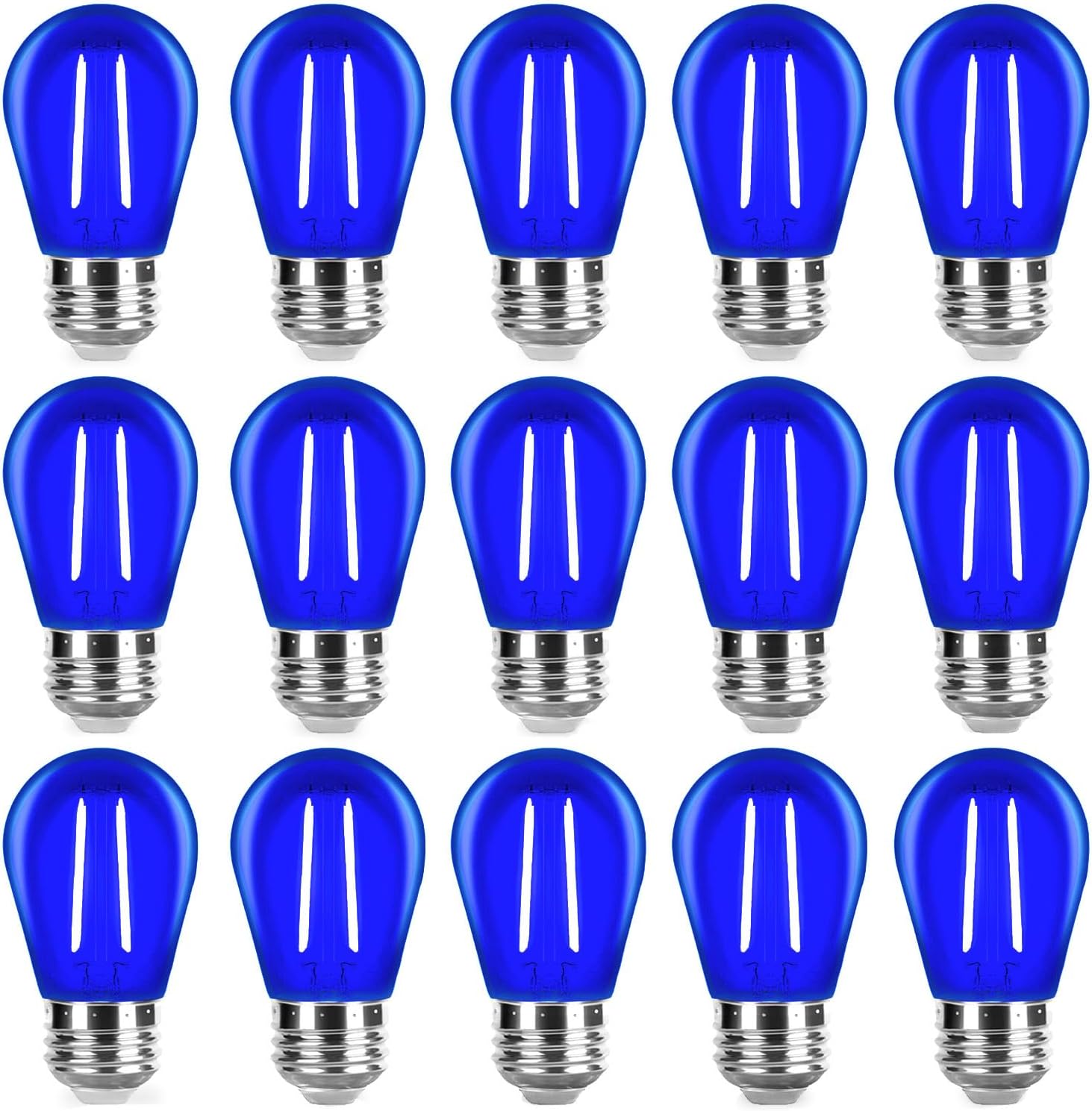 15 Pack S14 LED Bulb Blue 1W S14 Filament Bulb Shatterproof Blue ...