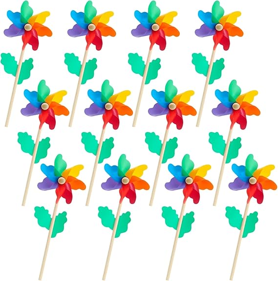 Amazon.com: Blue Panda 12-Pack Rainbow Flower Pinwheels for Yard and ...