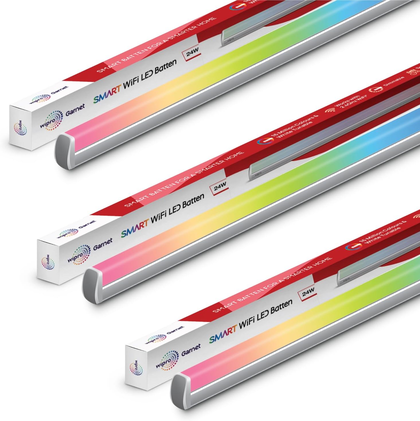 Buy wipro Next Smart Wi-Fi 24W CCT+RGB LED Batten | 16 Million Colours ...