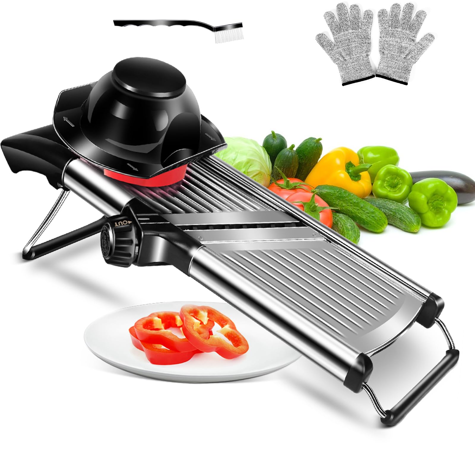 MASTERTOP Mandoline Vegetable Slicer, Adjustable Mandolin Slicer with ...