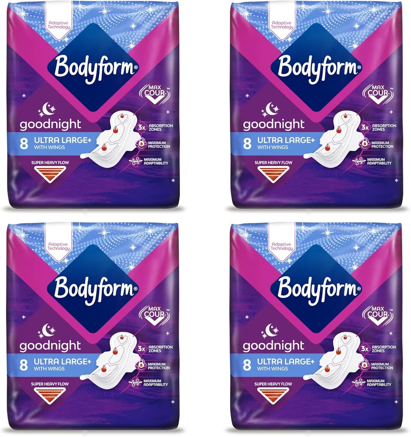 Body form Ultra Goodnight Sanitary Towels with Wings, 32 (8 x4 Packs ...