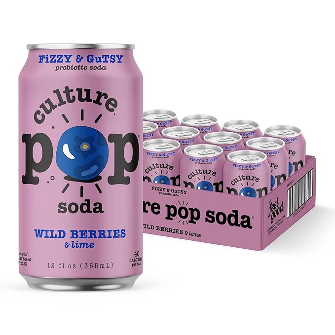 Amazon.com : Culture Pop Soda Sparkling Probiotic Drink, 40 Calories Per Can, Vegan Soda for Gut ...