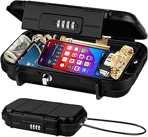 Amazon.com: TNIIFXC Portable Travel Safe Lock Box 4-Digit Combination ...