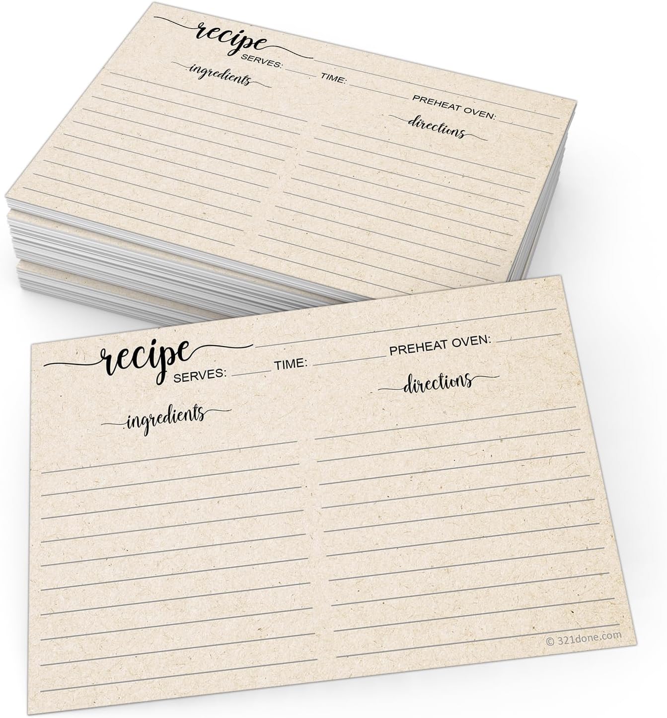 Amazon.com: 321Done Recipe Cards, Made in USA - 4x6 Tan, Simple Script ...