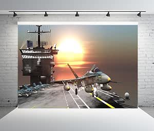 Amazon.com : Loccor 5x3ft Fabric Aircraft Carrier Backdrop Military ...