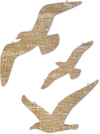 Amazon.com: Putuo Decor Wooden Seagull Art Wall Decor Set - Rustic ...