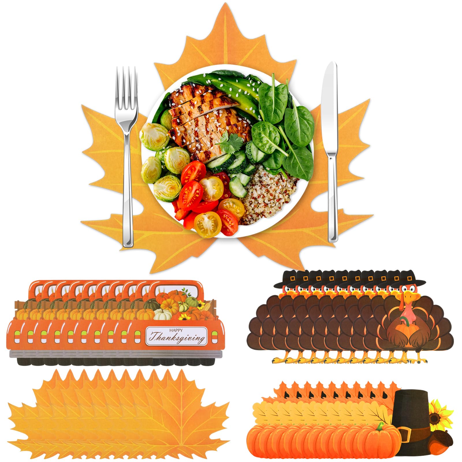 Amazon.com: Perthlin 120 Pcs Thanksgiving Placemats Disposable Paper ...