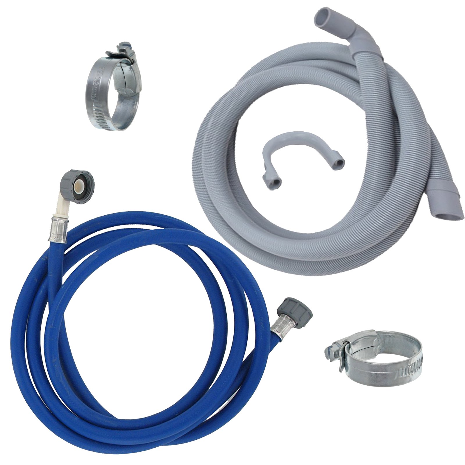 SPARES2GO Universal Drain Hose + Cold Fill Angled Pipe + Screw Clips ...