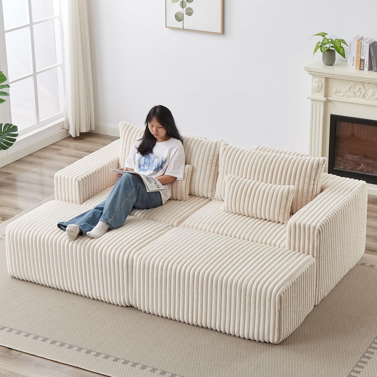 Amazon.com: Nonlita 87" Oversized Sectional Lounge Chaise Chair,Cloud ...