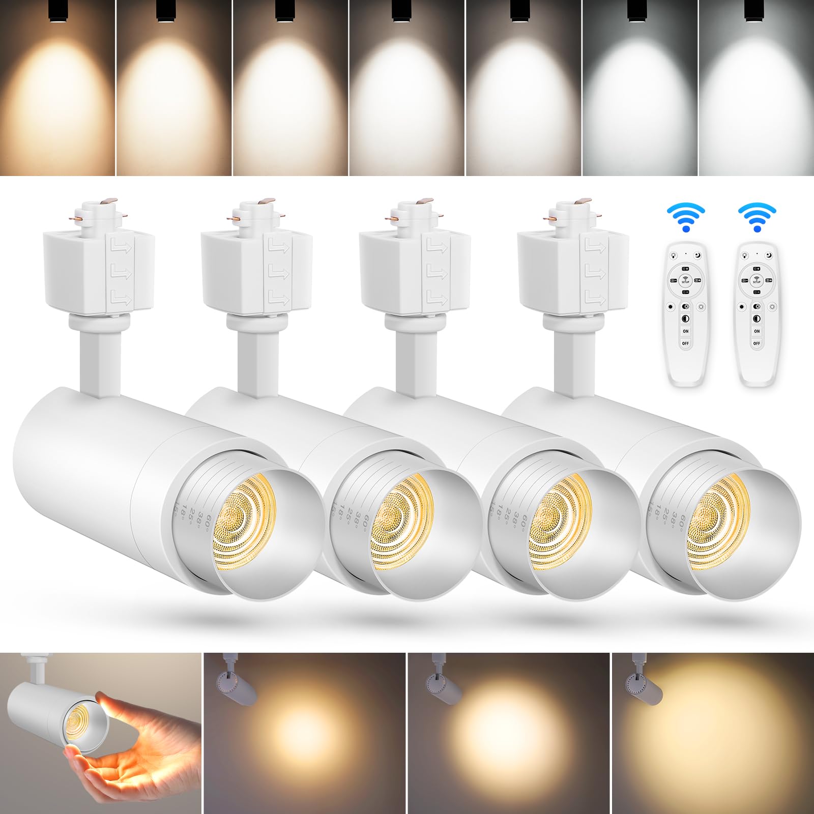 【2024 Upgraded】10-Color Zoomable 12W LED Track Lighting Head Dimmable H ...