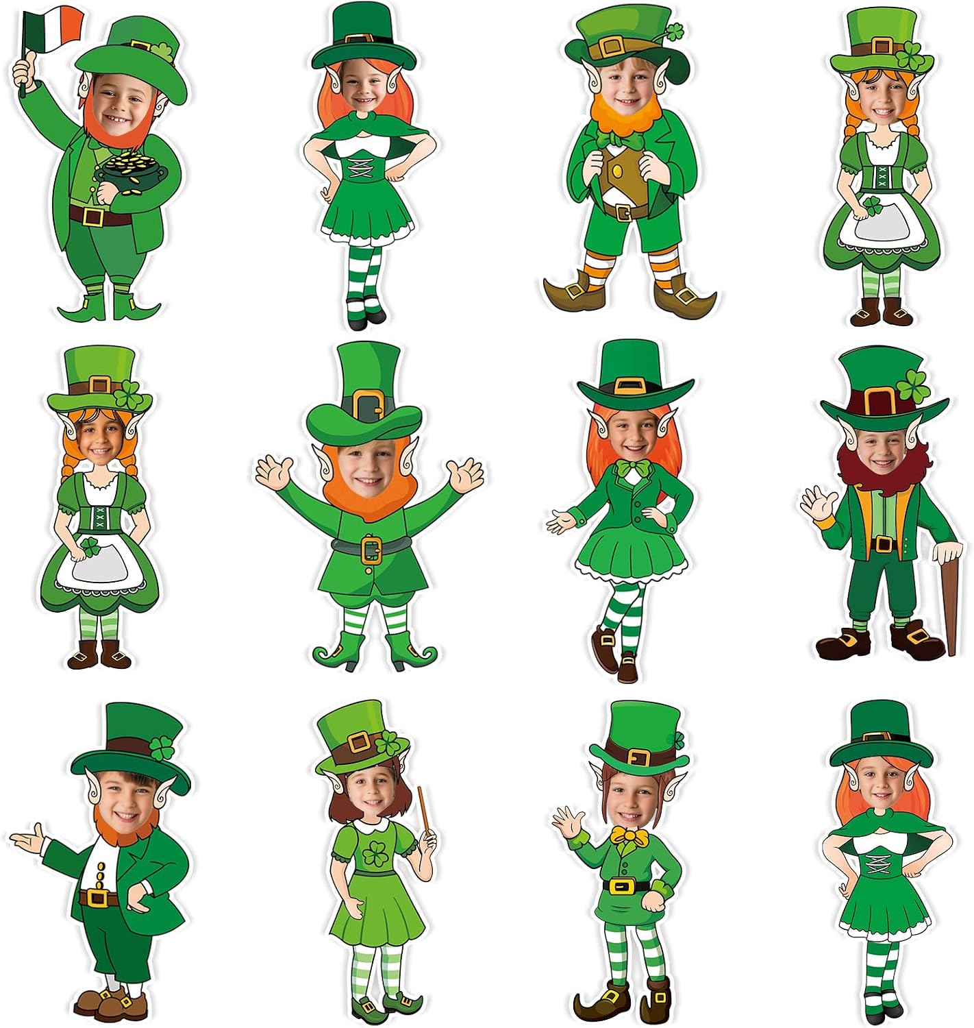 Amazon.com: OBUSATT 60 Pcs St. Patrick's Day Leprechaun Theme Cutouts ...