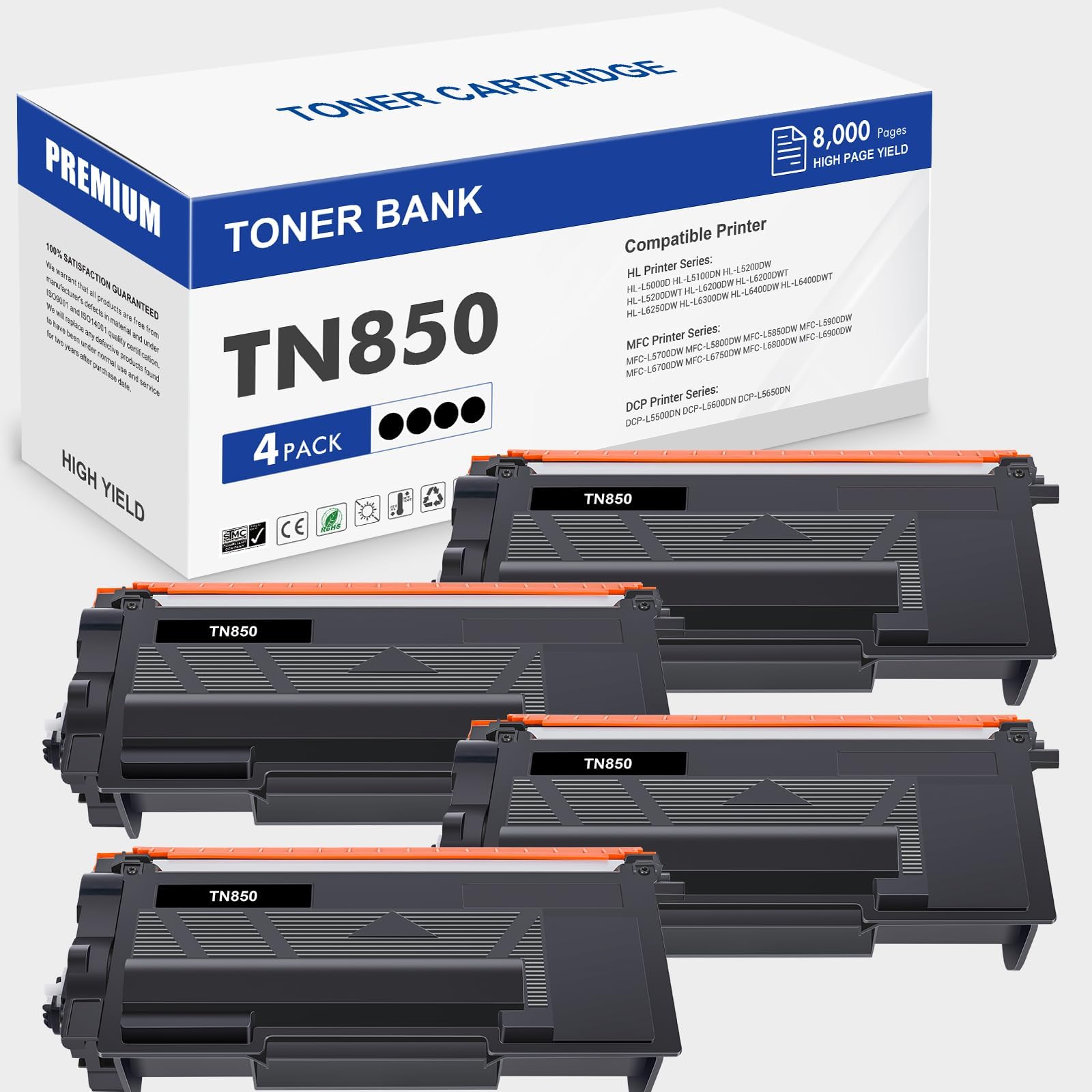 Amazon.com: Brother Genuine TN850 2-Pack High Yield Black Toner ...