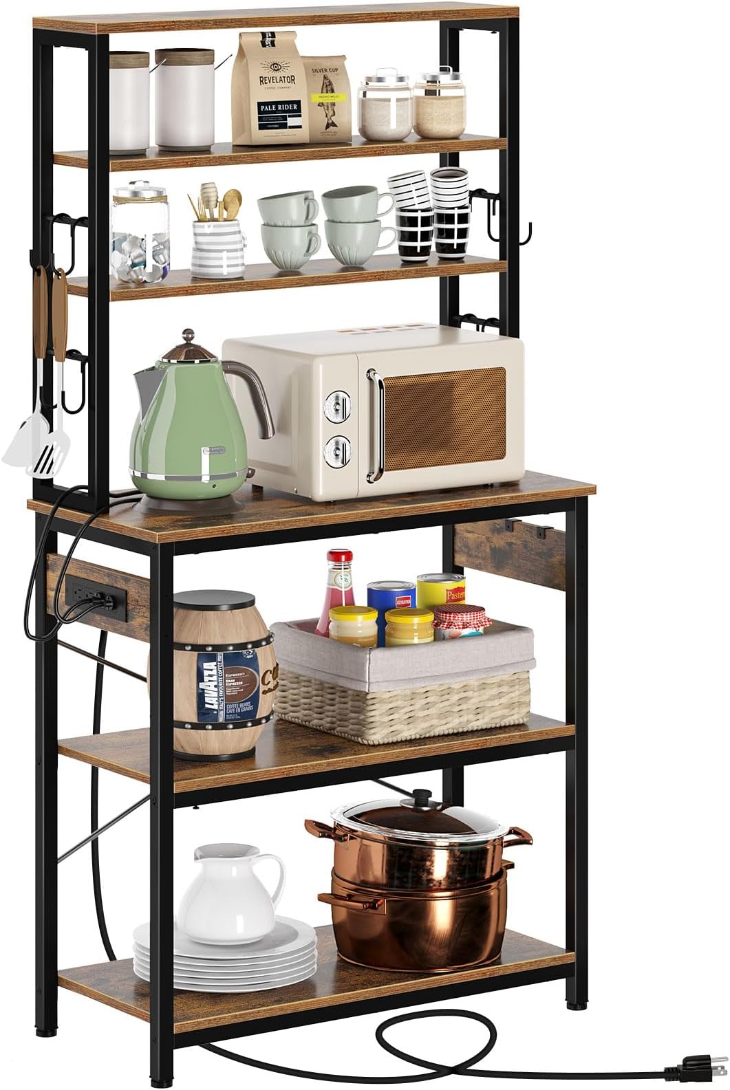 Amazon.com - NAIYUFA Kitchen Bakers Rack with Grid Panel,5-Tier Free ...