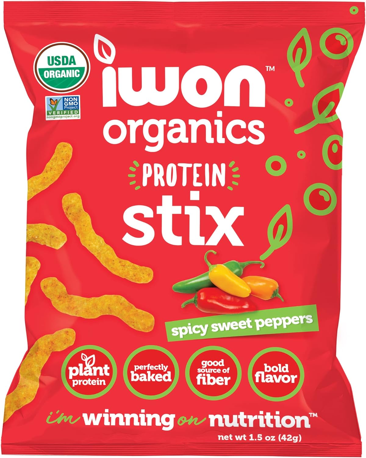 Amazon.com: i won! IWON Organics Spicy Sweet Pepper Flavor Snack Stix ...
