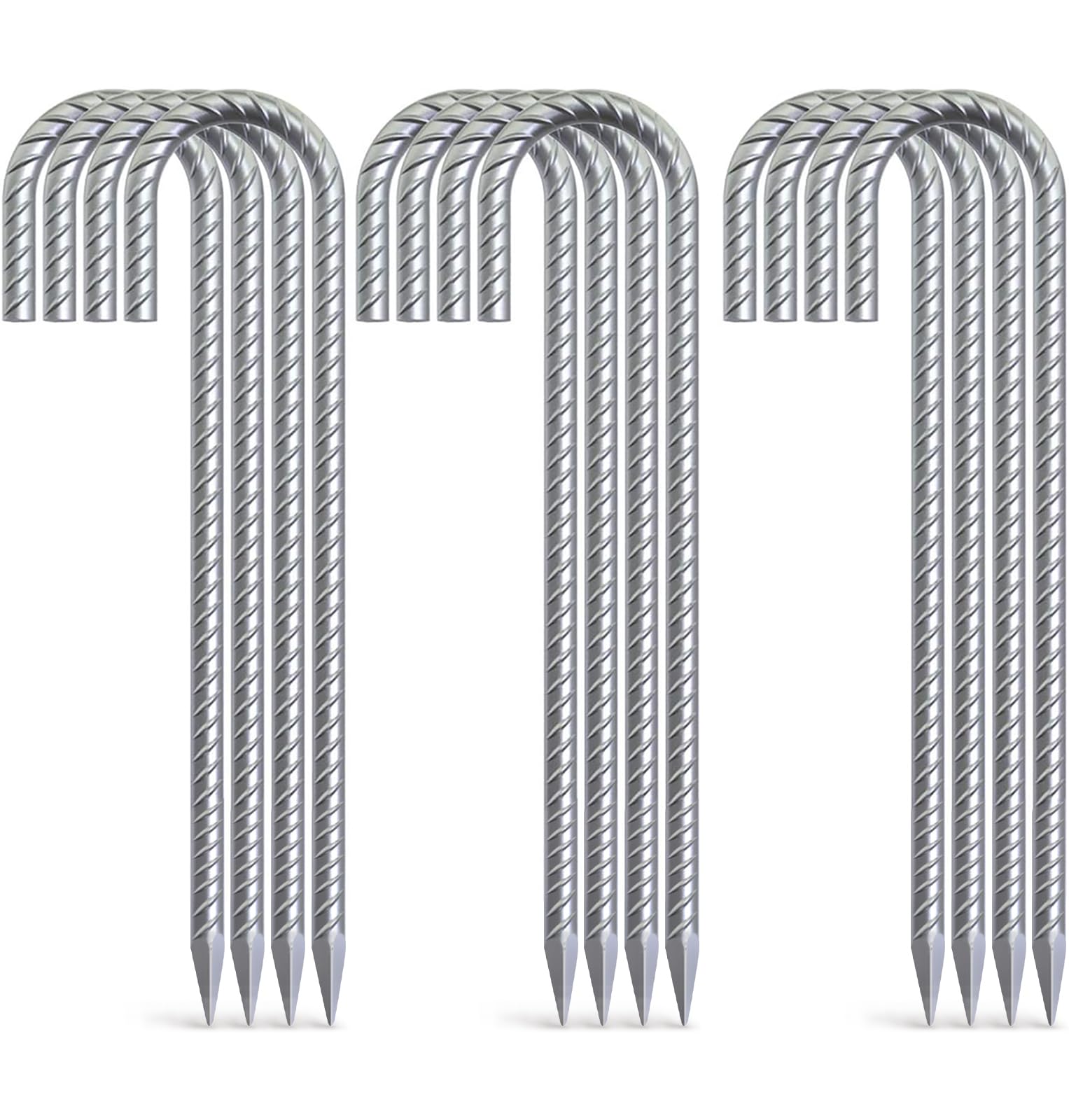 Buy AAGUT Rebar Stakes 12 inch Galvanized Metal Tent Stakes Heavy Duty ...